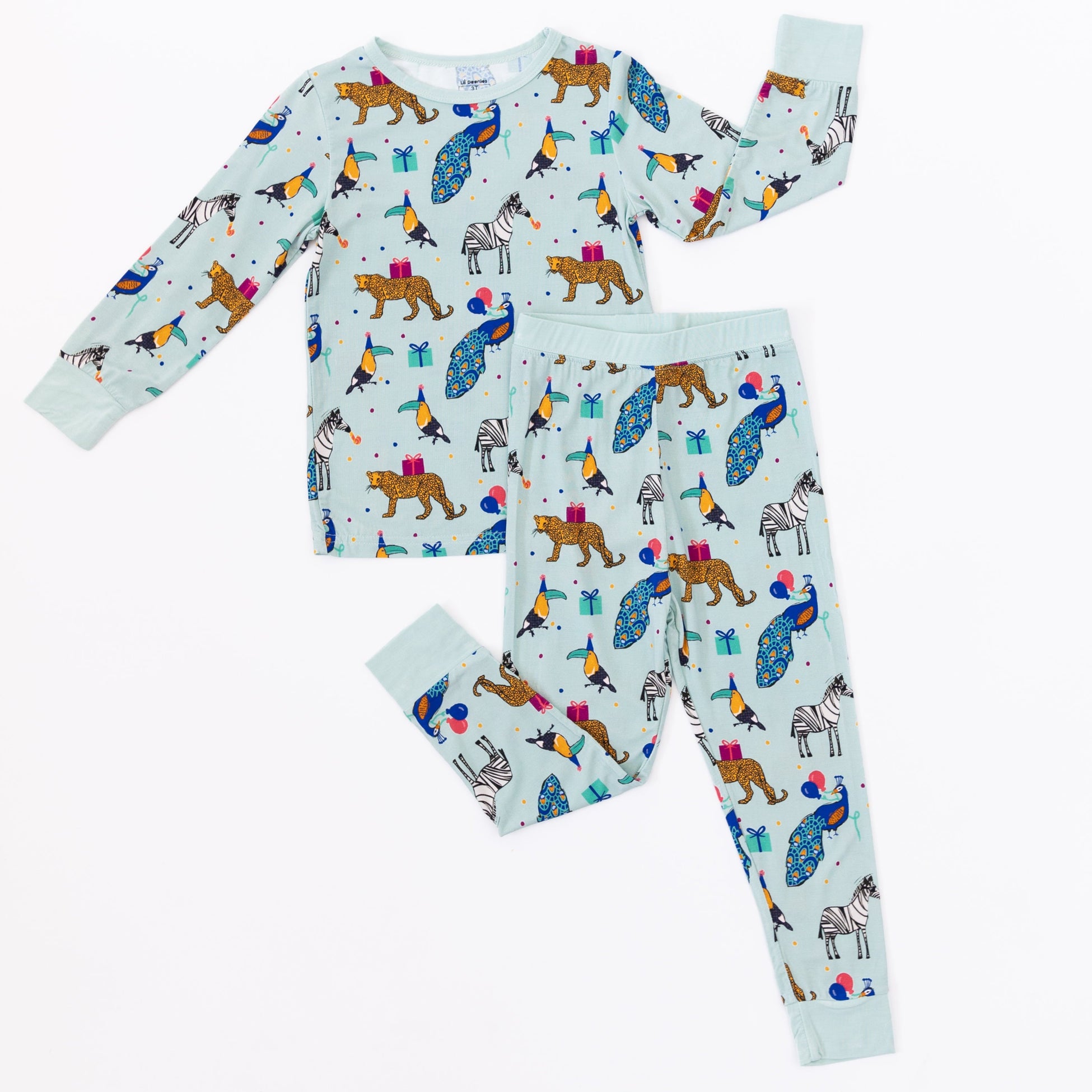 Long Sleeve Pajama Set - Wild Party Animals – Lil Deenies
