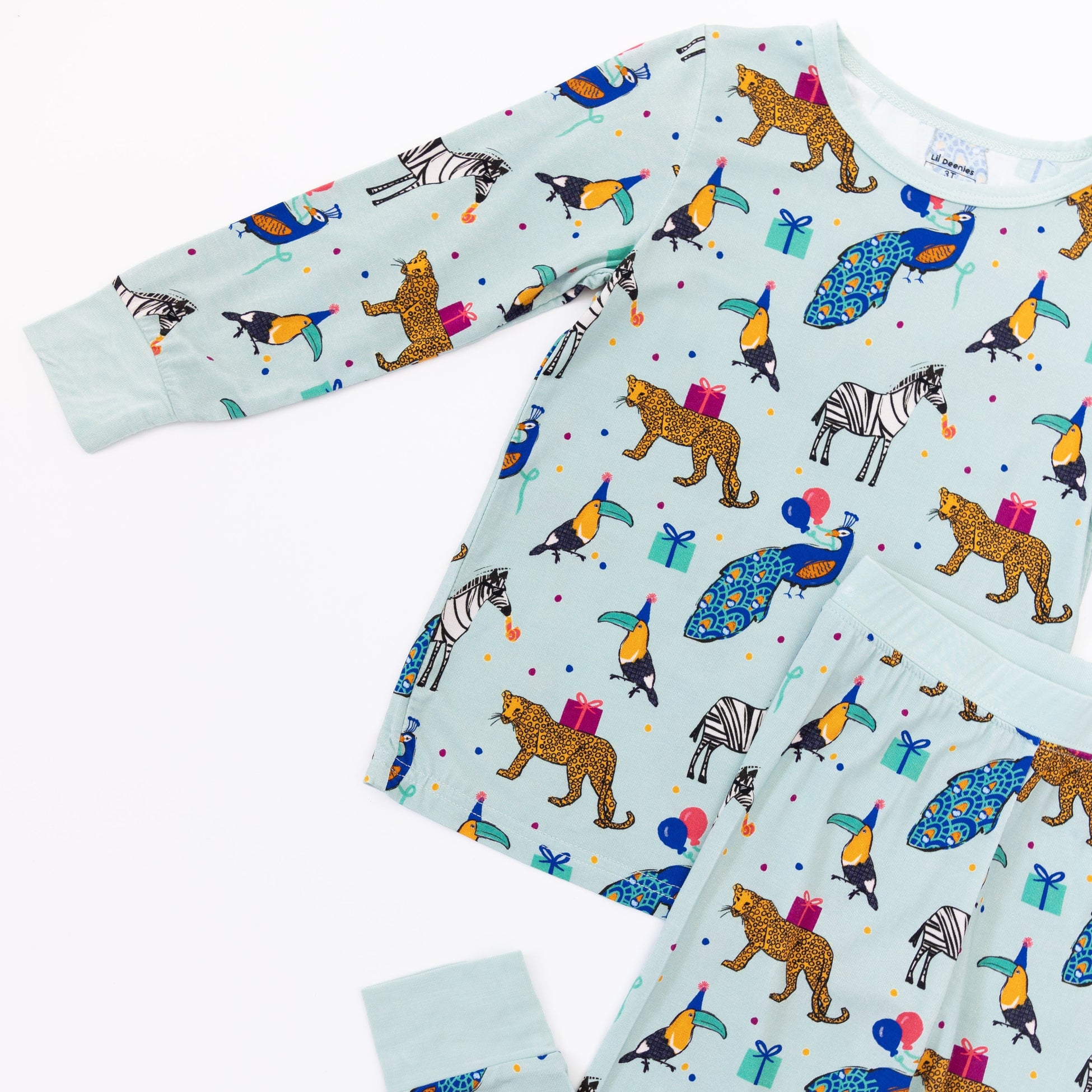 Long Sleeve Pajama Set - Wild Party Animals – Lil Deenies